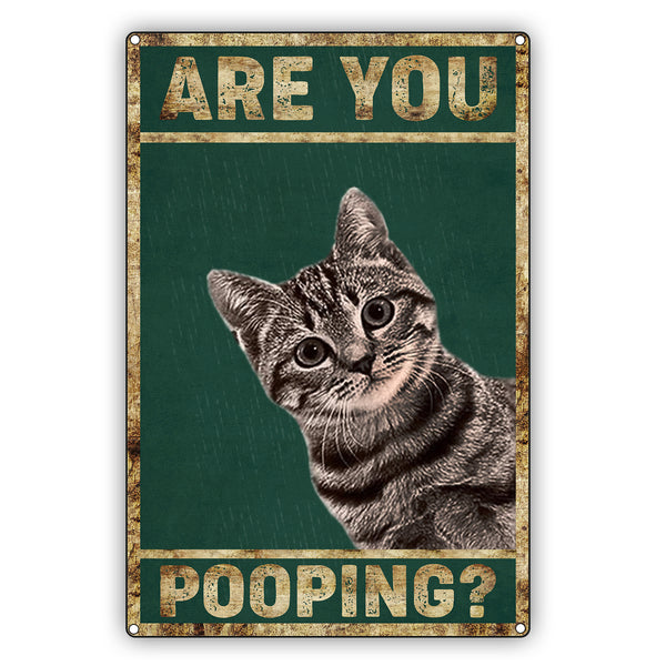 Are You Pooping With Cat Graphic Vintage Décor Sign - Sign Fever
