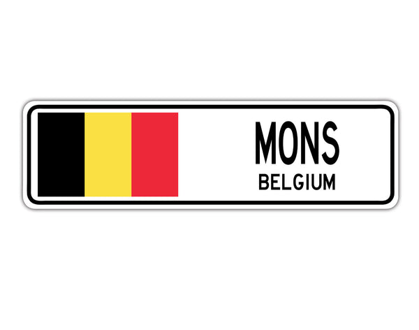 Mons Belgium Country City Flag Aluminum Sign - Sign Fever