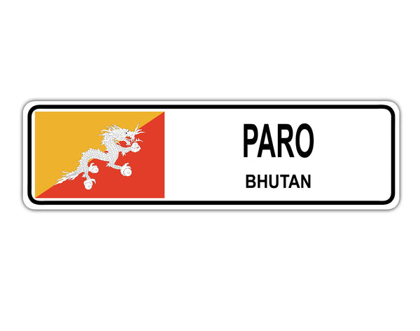 Paro Bhutan Country City Flag Aluminum Sign - Sign Fever