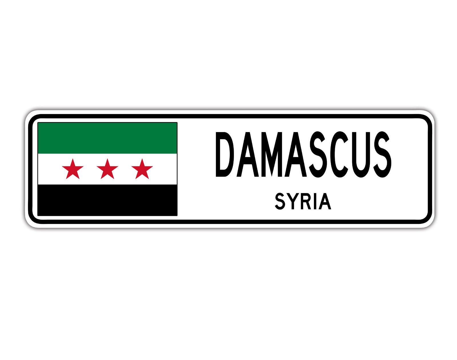 Damascus Syria Country City Flag Aluminum Sign – Sign Fever