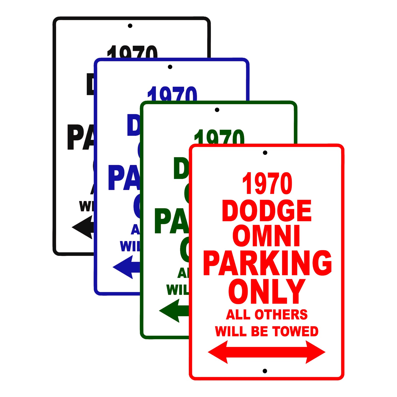 1970 Dodge Omni Car Parking Only All Others Will Be Towed Aluminum Met ...