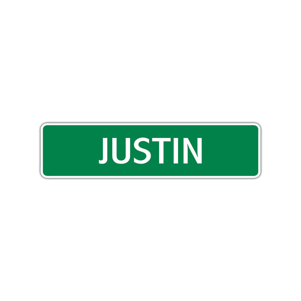 Justin Street Sign Children Name Room Plate - Sign Fever