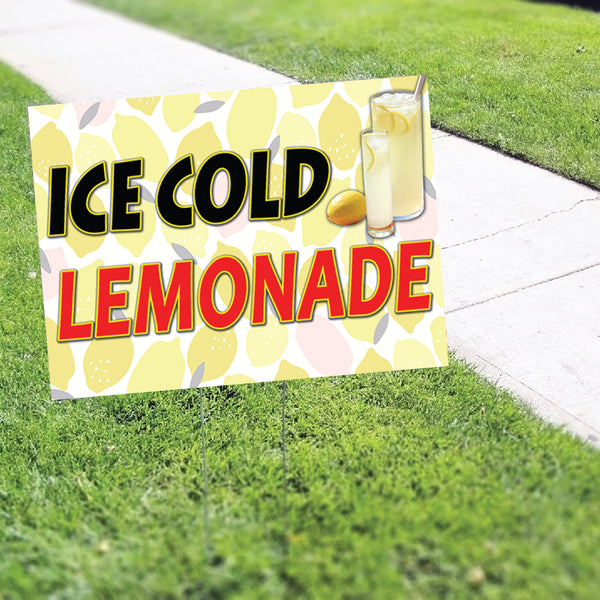 Ice Cold Lemonade Coroplast Yard Sign - Sign Fever