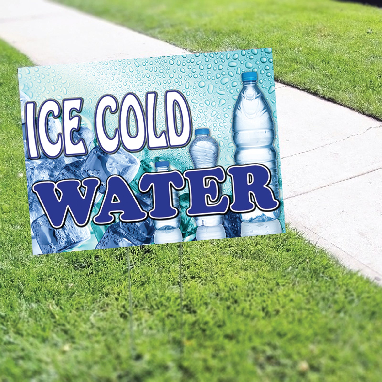 Ice Cold Water Coroplast Yard Sign - Sign Fever