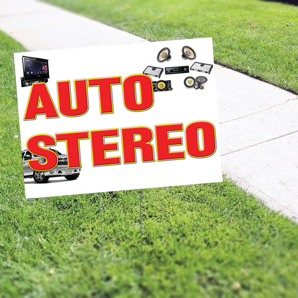 Auto Stereo Coroplast Printed Yard Sign - Sign Fever
