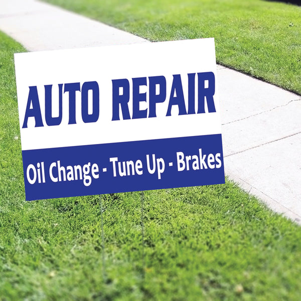 Auto Repair Oil Change-Tune Up-Brake Coroplast Printed Yard Sign - Sign ...
