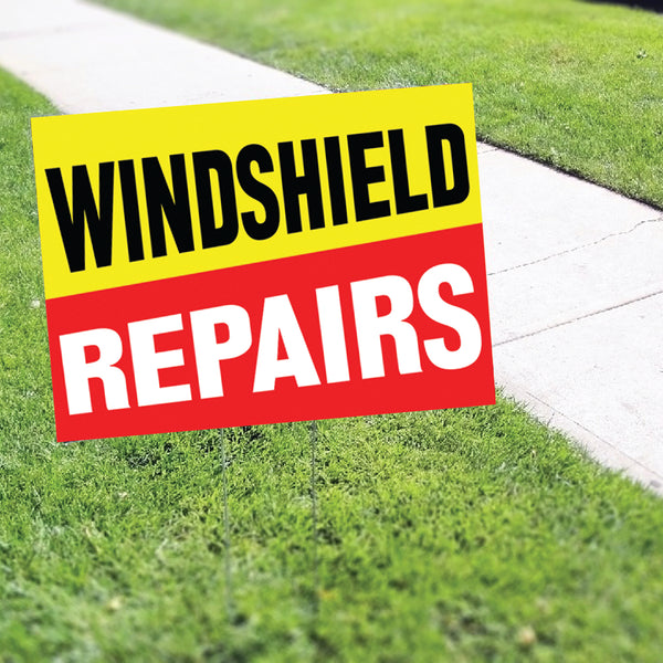 Windshield Repair Coroplast Printed Yard Sign - Sign Fever