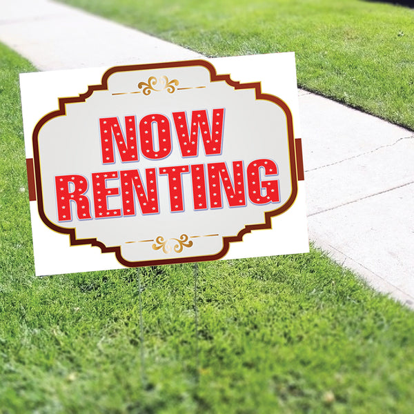 Now Renting Coroplast Printed Yard Sign - Sign Fever
