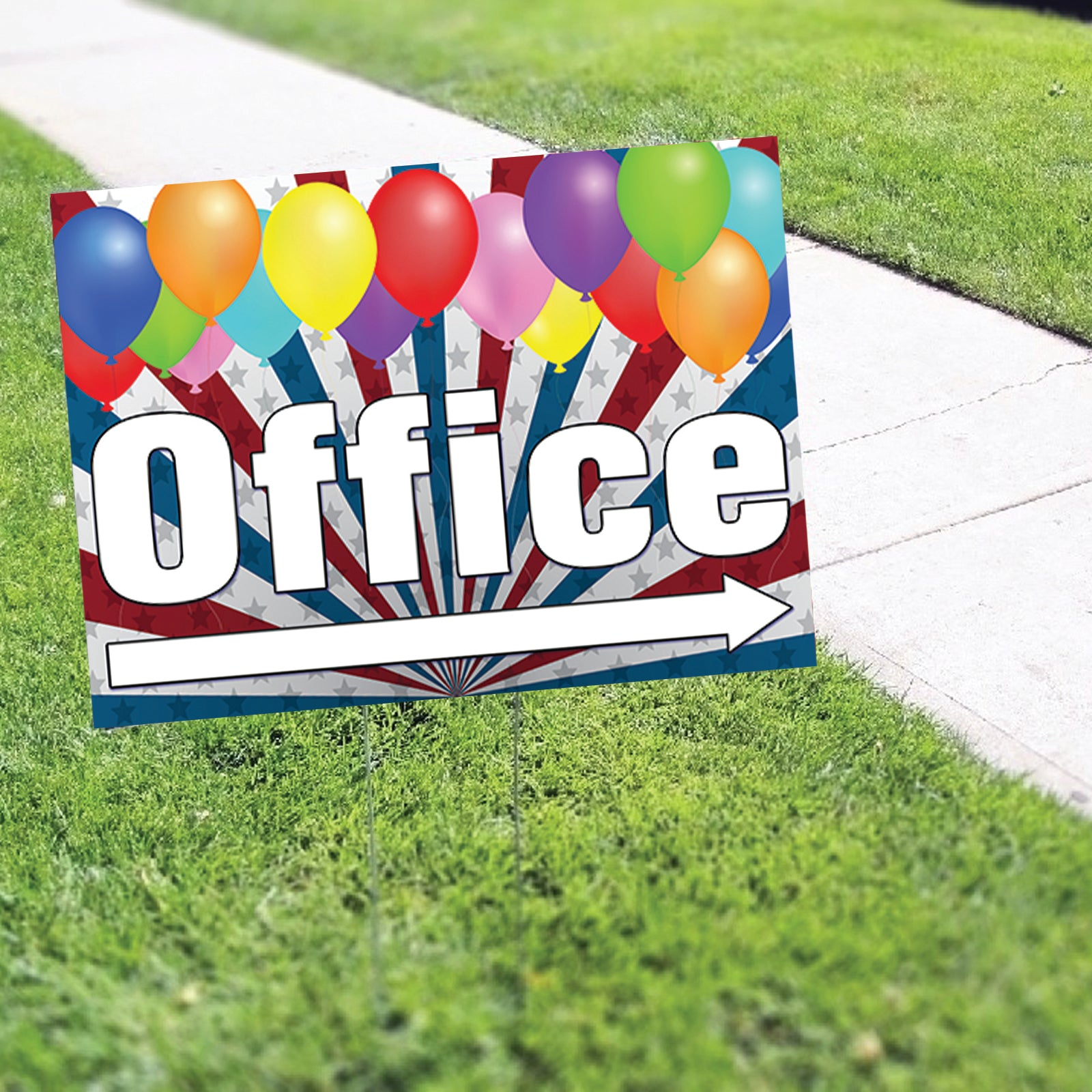 Office With Right Arrow Coroplast Yard Sign – Sign Fever