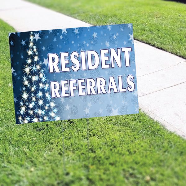 Resident Referrals Christmas Coroplast Yard Sign - Sign Fever