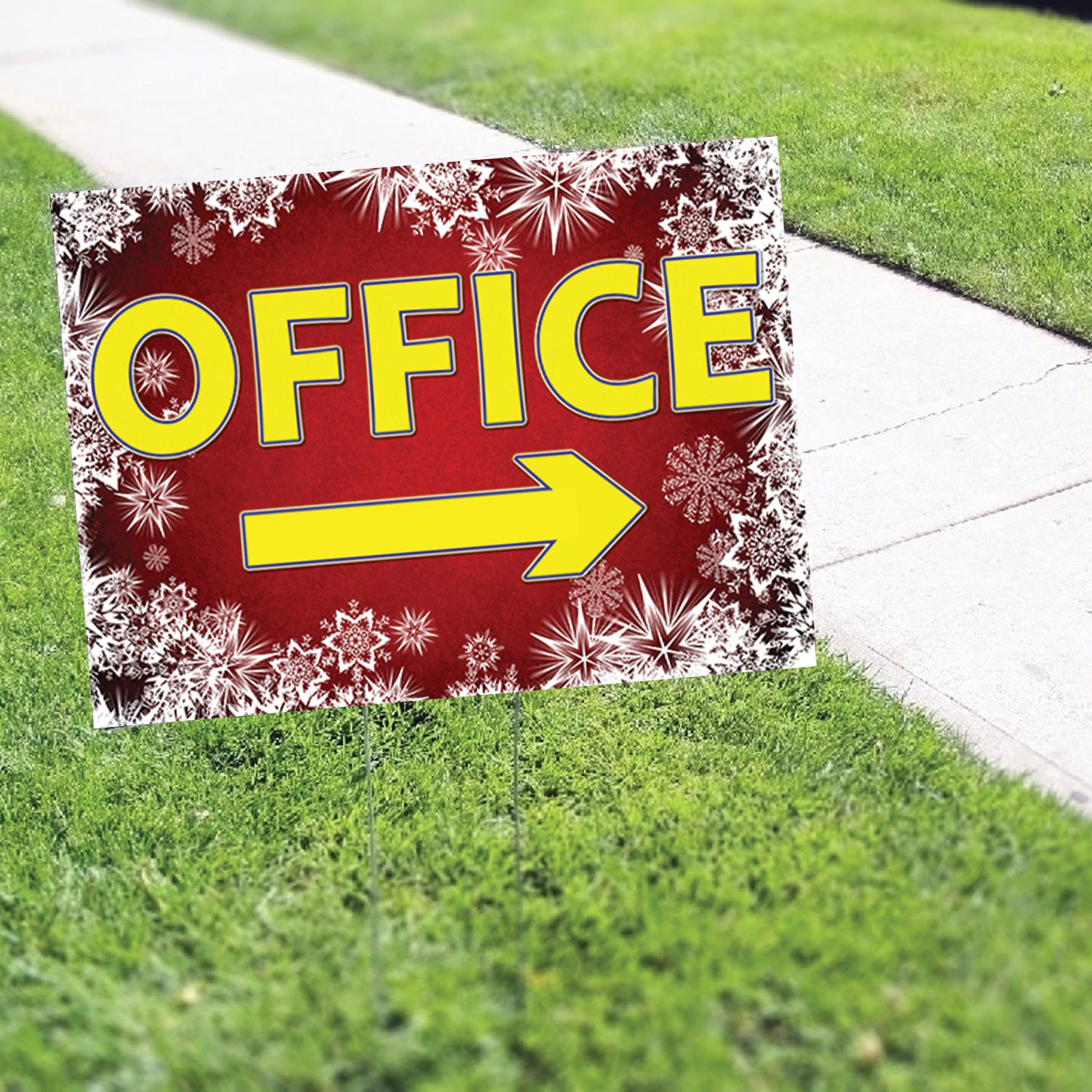 Office Right Arrow Christmas Coroplast Printed Yard Sign - Sign Fever