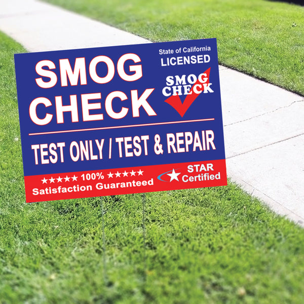 Smog Check Test Only/ Test & Repair Coroplast Yard Sign - Sign Fever