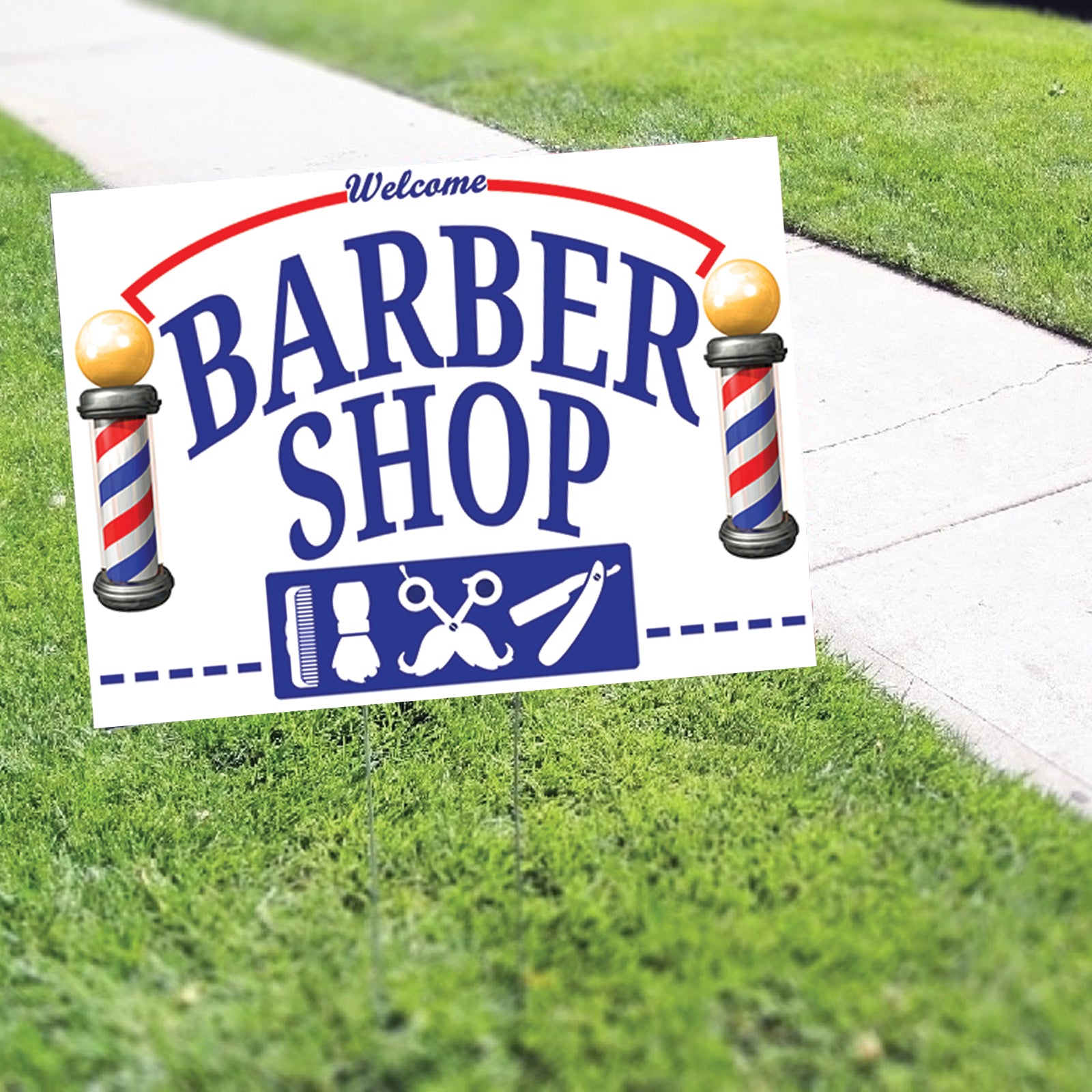 Barber Shop Coroplast Yard Sign - Sign Fever