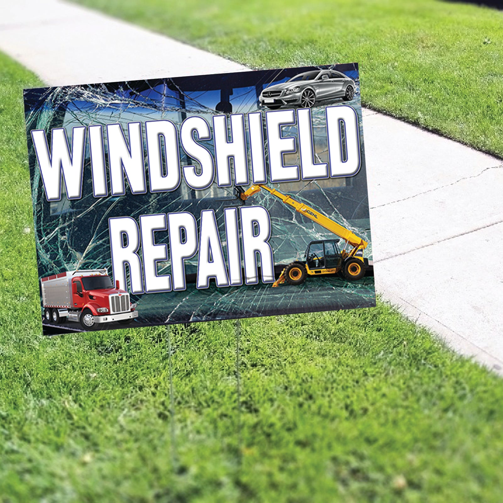 Windshield Repair Coroplast Yard Sign - Sign Fever