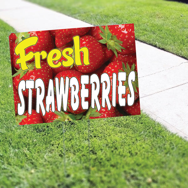 Fresh Strawberries Coroplast Yard Sign - Sign Fever