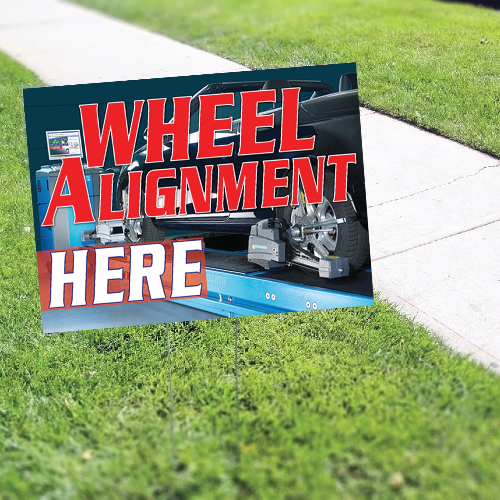 Wheel Alignment Here Coroplast Yard Sign - Sign Fever