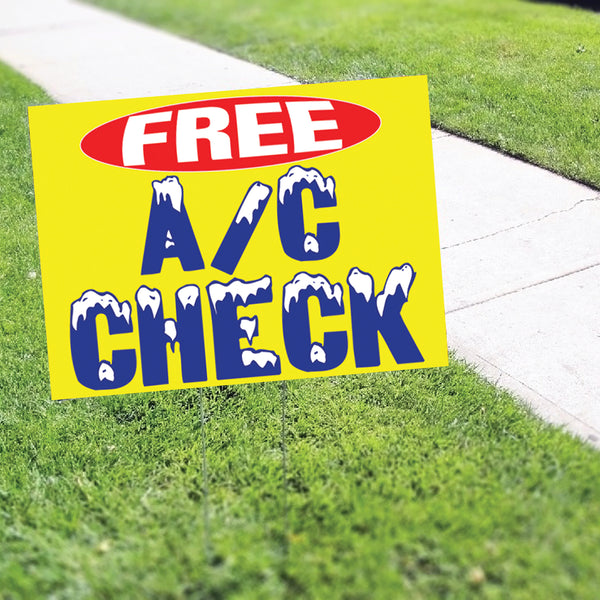 Free A/C Check Coroplast Yard Sign - Sign Fever