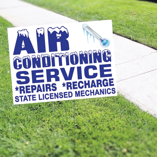 Air Conditioning Service Coroplast Yard Sign - Sign Fever