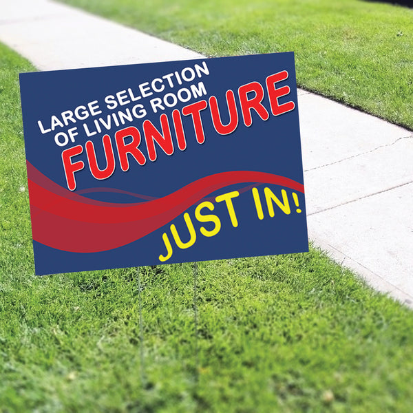 Large Selection of Living Room Furniture Just In Coroplast Yard Sign ...