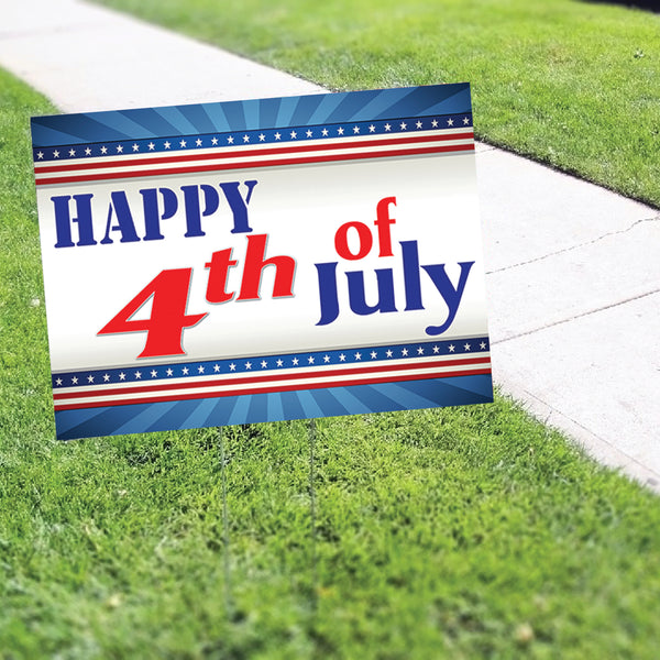 Happy 4th Of July Coroplast Yard Sign - Sign Fever