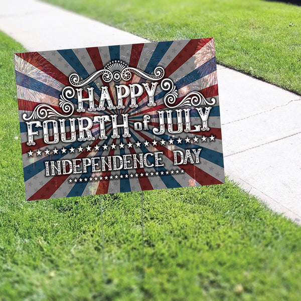 Happy Independence Day Coroplast Yard Sign - Sign Fever