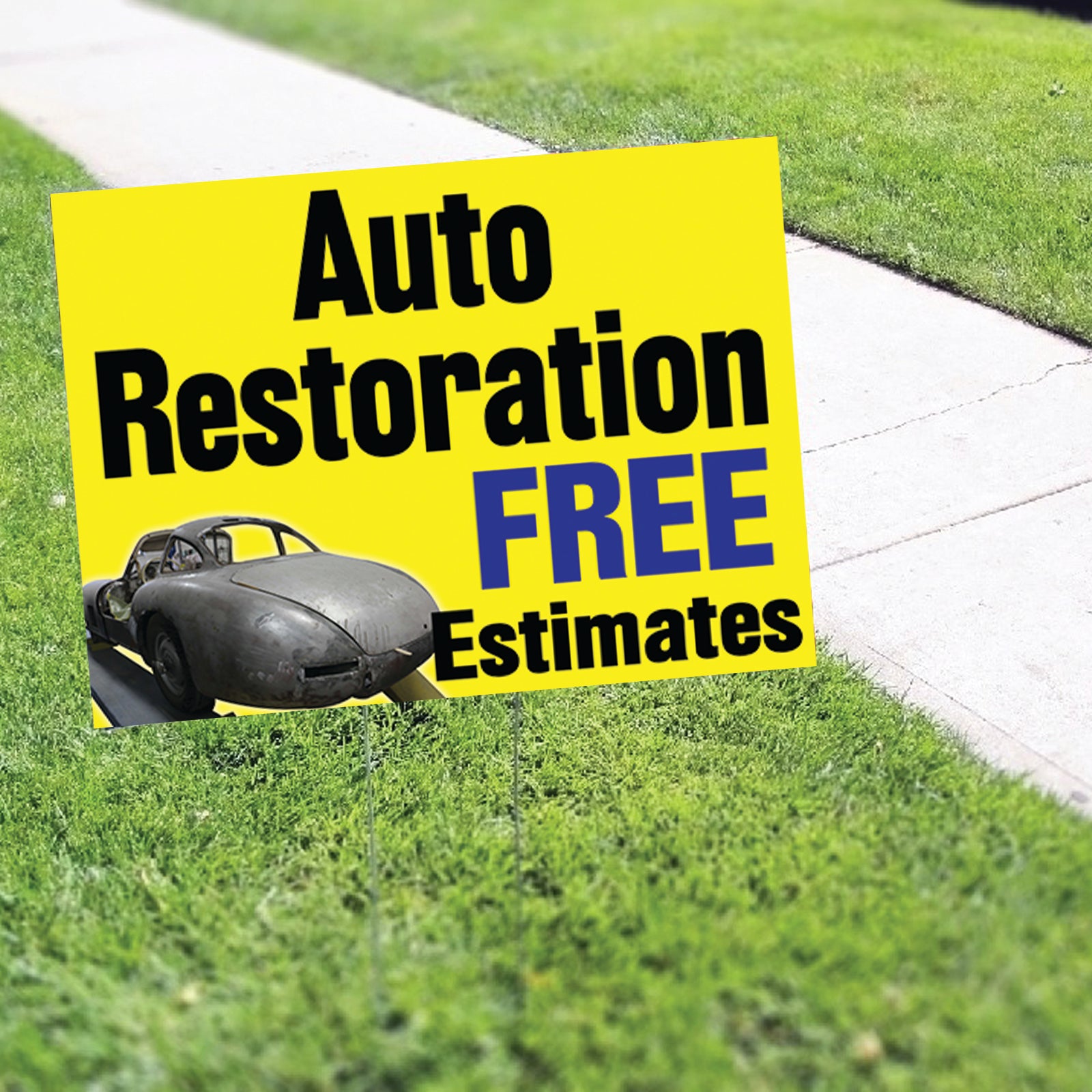 Auto Restoration Free Estimates Coroplast Yard Sign – Sign Fever