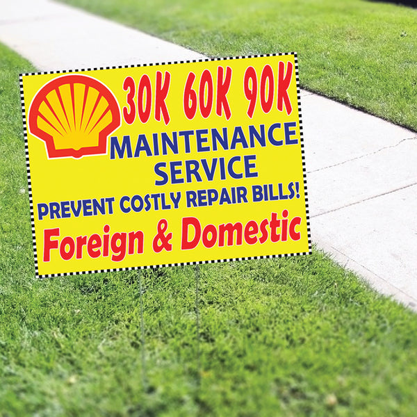 30K 60K 90K Maintenance Service Coroplast Yard Sign - Sign Fever