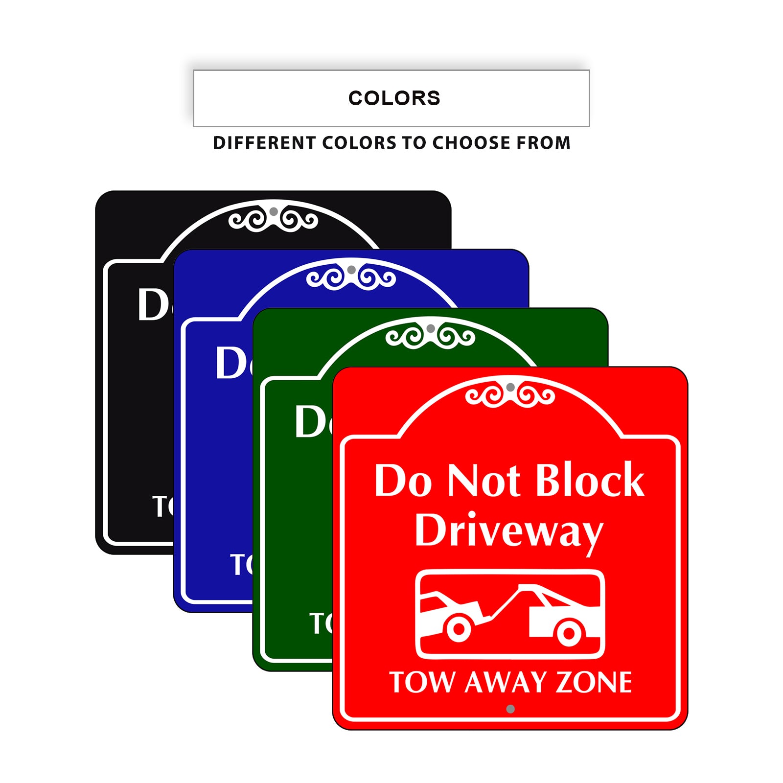 Do Not Block Driveway Tow Away Zone Square Aluminum Metal Sign – Sign Fever