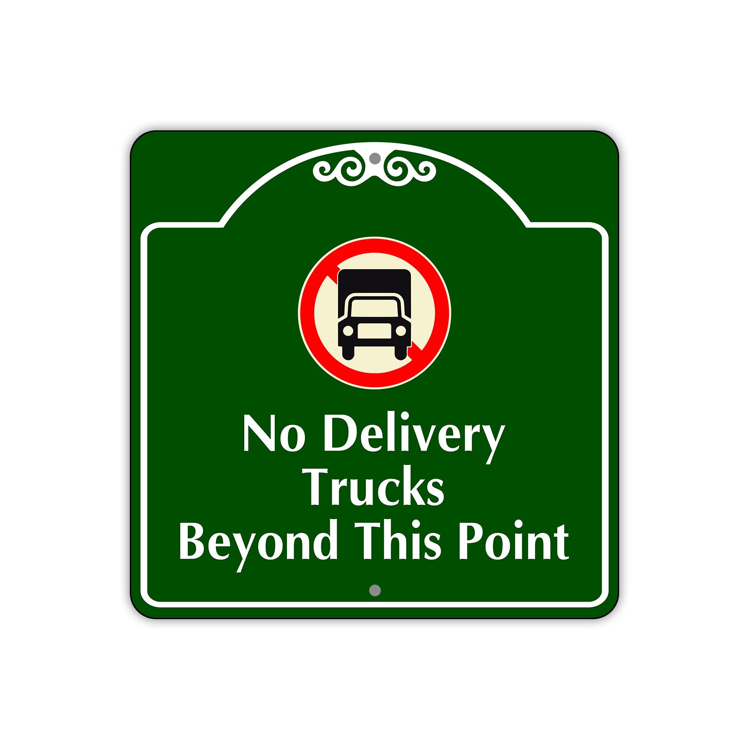 No Delivery Trucks Beyond This Point Square Aluminum Metal Sign – Sign ...