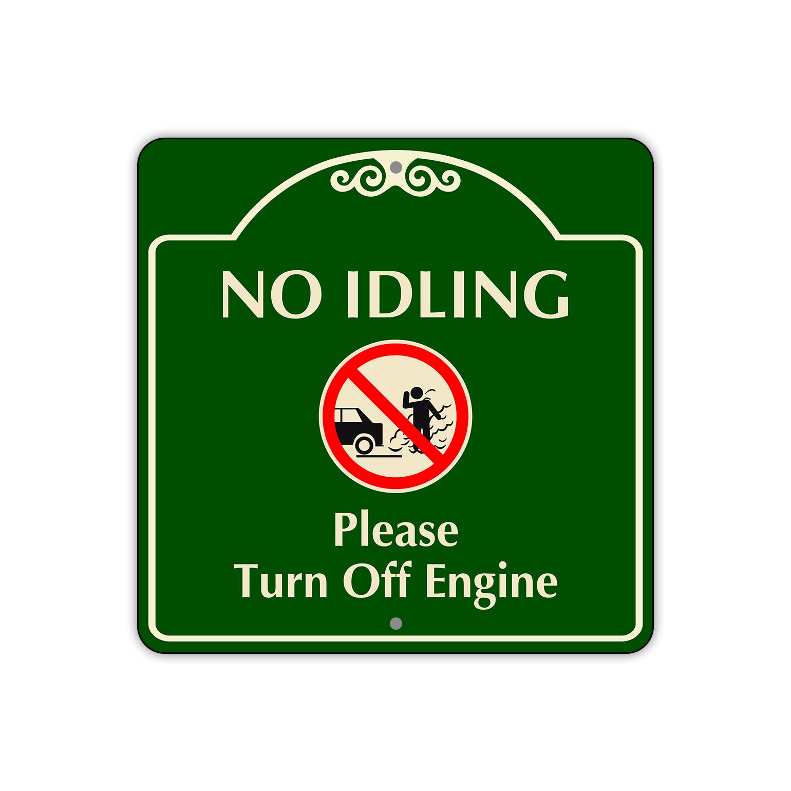 No Idling Please Turn Off Engine Square Aluminum Metal Sign – Sign Fever
