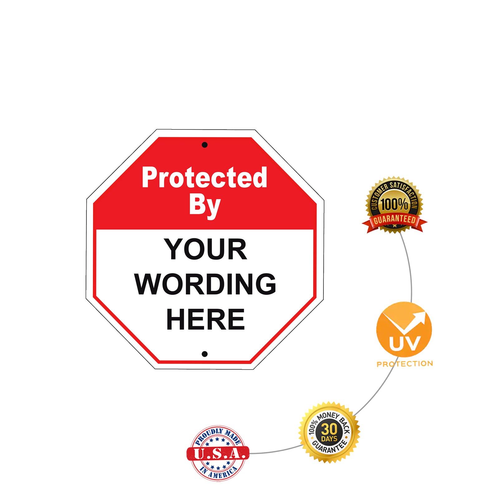 Protected By Your Wording Here Sign - Sign Fever