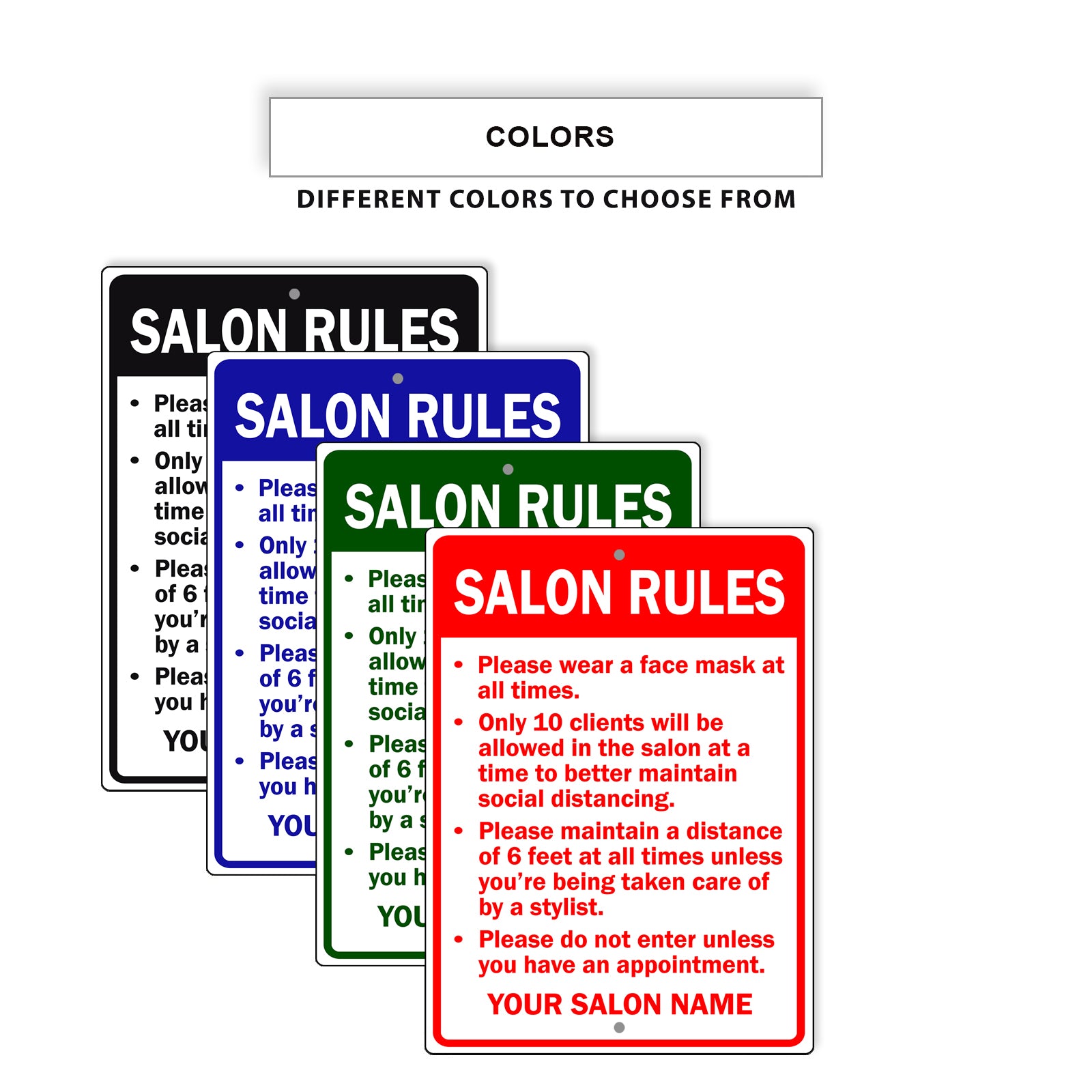 Salon Rules Sign - Sign Fever