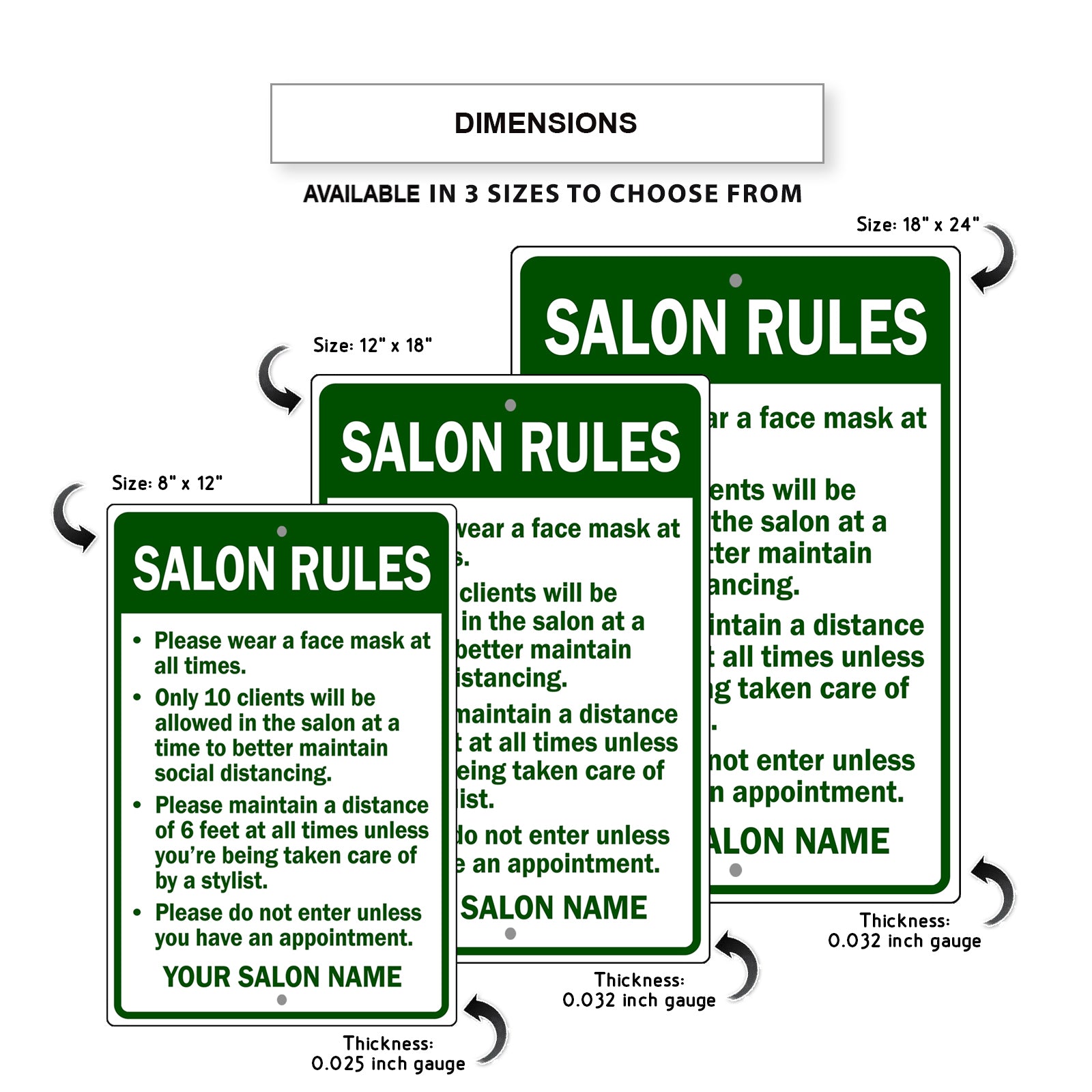 Salon Rules Sign - Sign Fever
