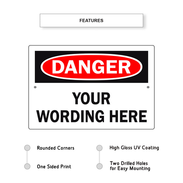 Custom Sign Danger Your Wording Here Sign Aluminum Metal - Sign Fever