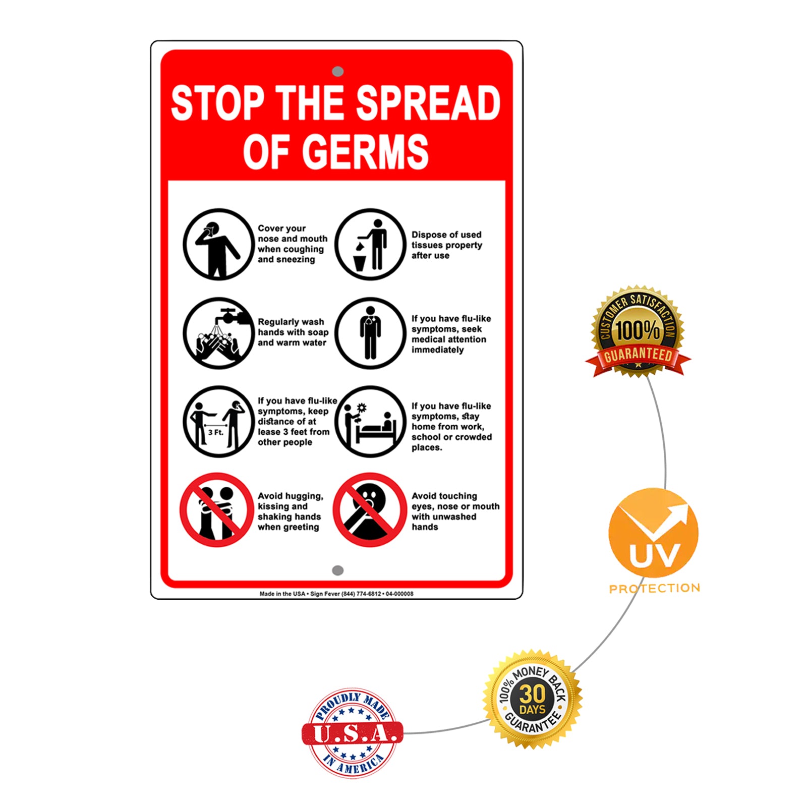 Stop The Spread Of Germs Coronavirus Covid-19 | Aluminum Sign - Sign Fever