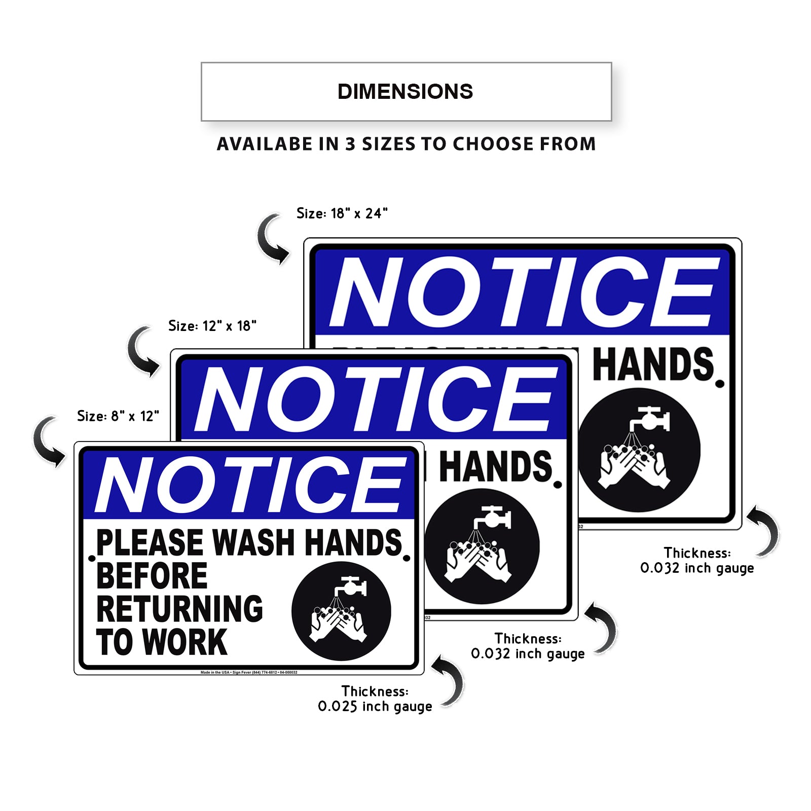 Notice Please Wash Hands Before Returning To Work | Aluminum Sign ...