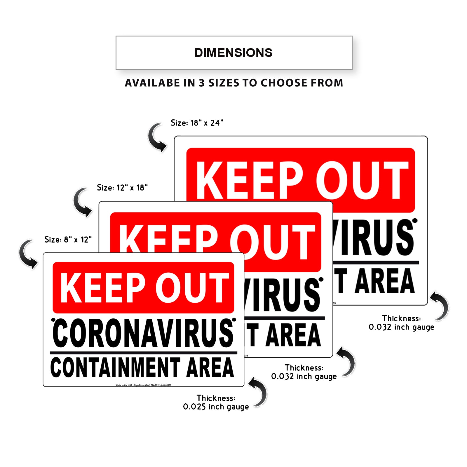 Keep Out Coronavirus Containment Area Covid19 | Aluminum Sign - Sign Fever