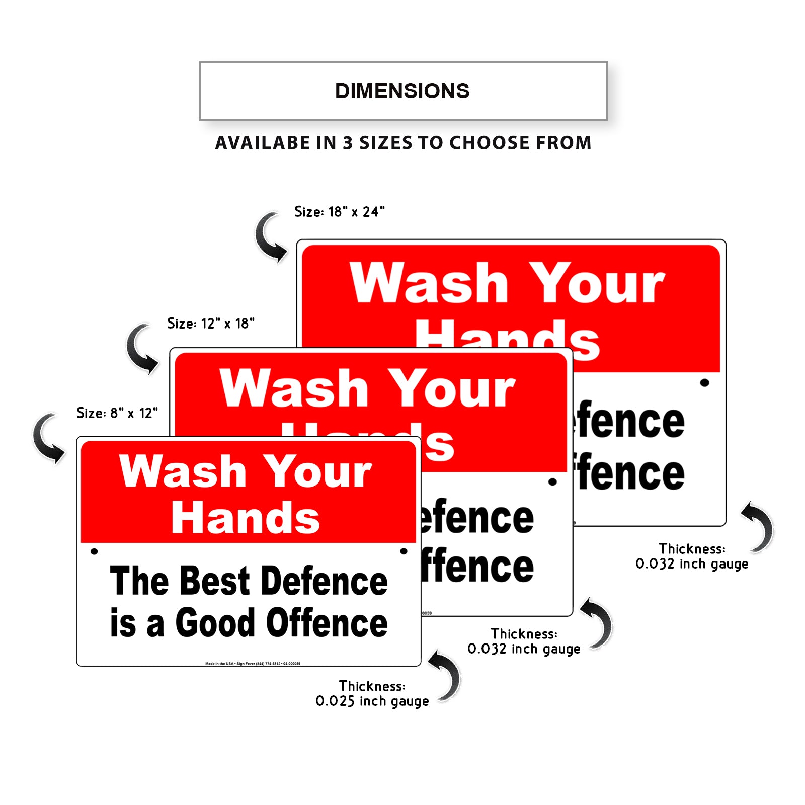 Wash Your Hands The Best Defence Is A Good Defence | Aluminum Sign ...