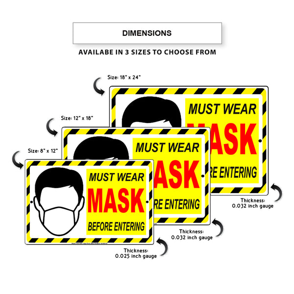 Wear Face Mask Before Entering Coronavirus Covid-19 | Aluminum Sign ...