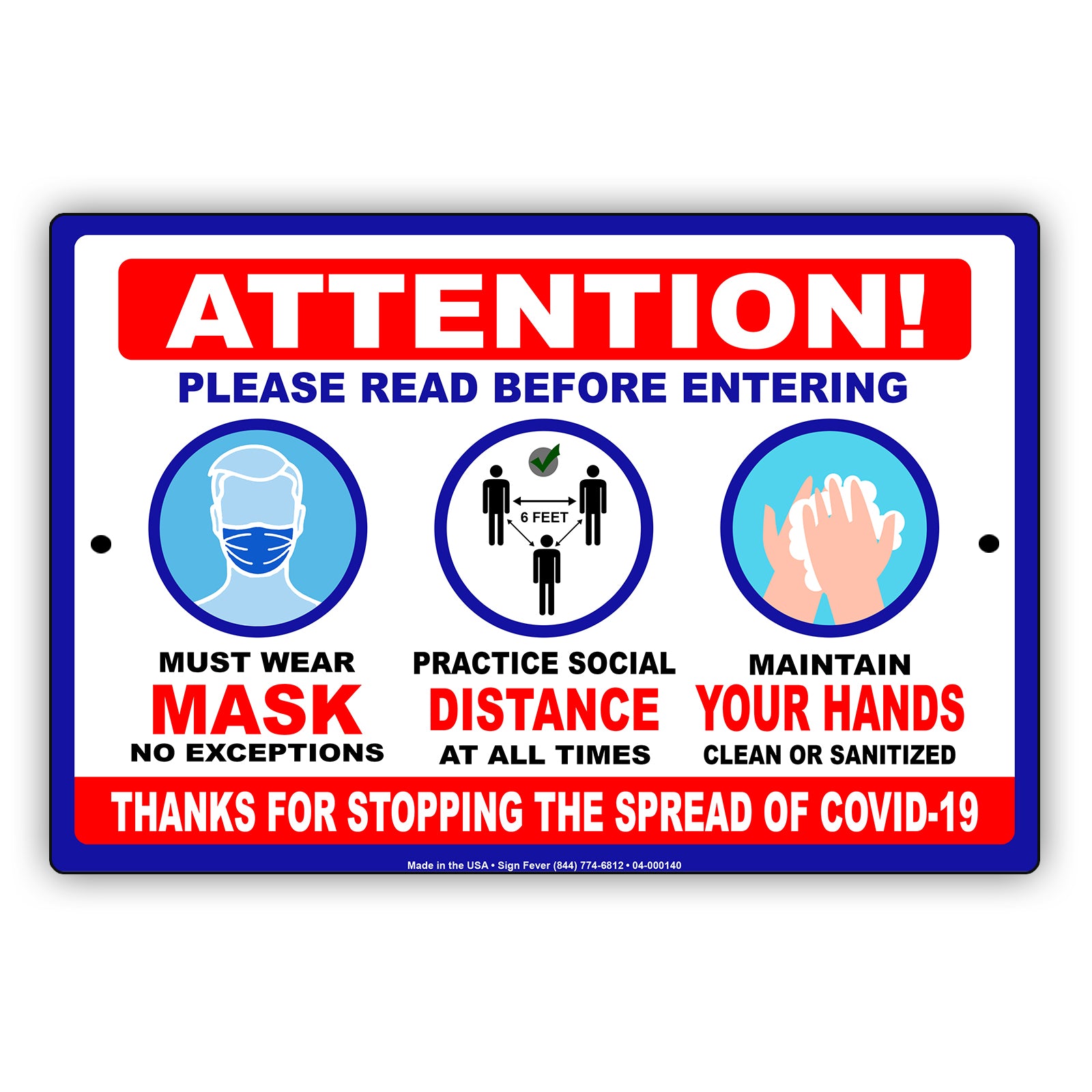 Attention Please Read Precautions Coronavirus Covid-19 | Aluminum Sign ...