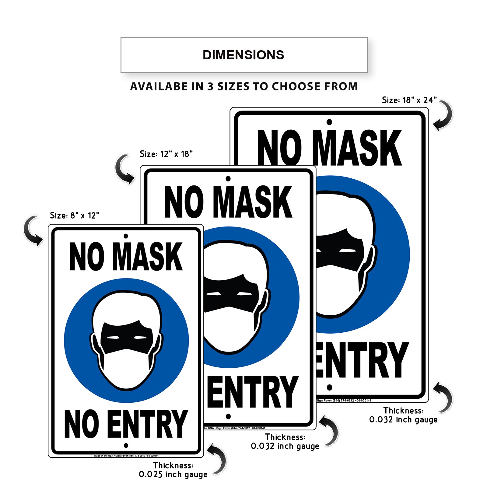 No Face Mask No Entry Safety Coronavirus Covid-19 | Aluminum Sign ...