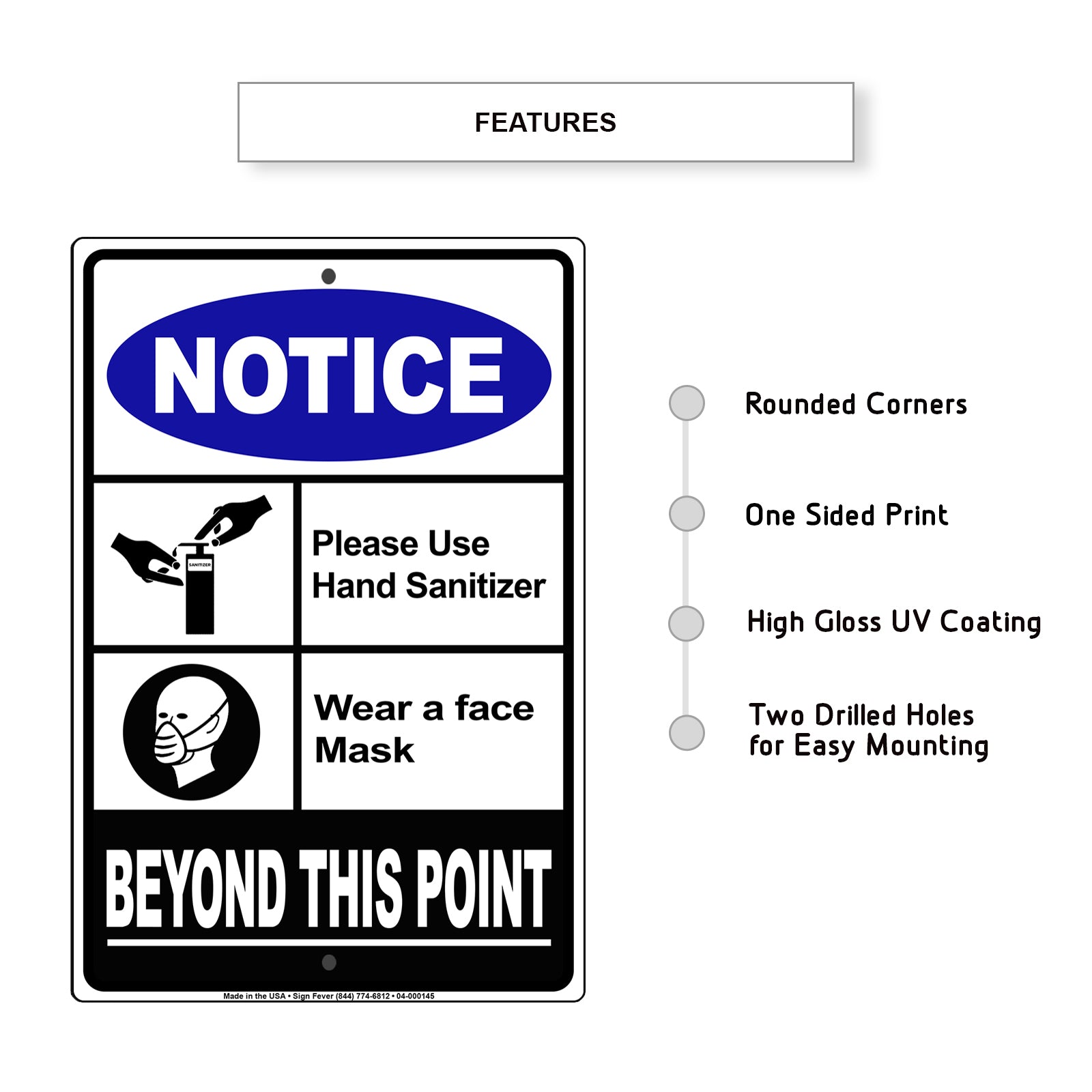 Notice Safety Measures Beyond This Point Coronavirus | Aluminum Sign ...