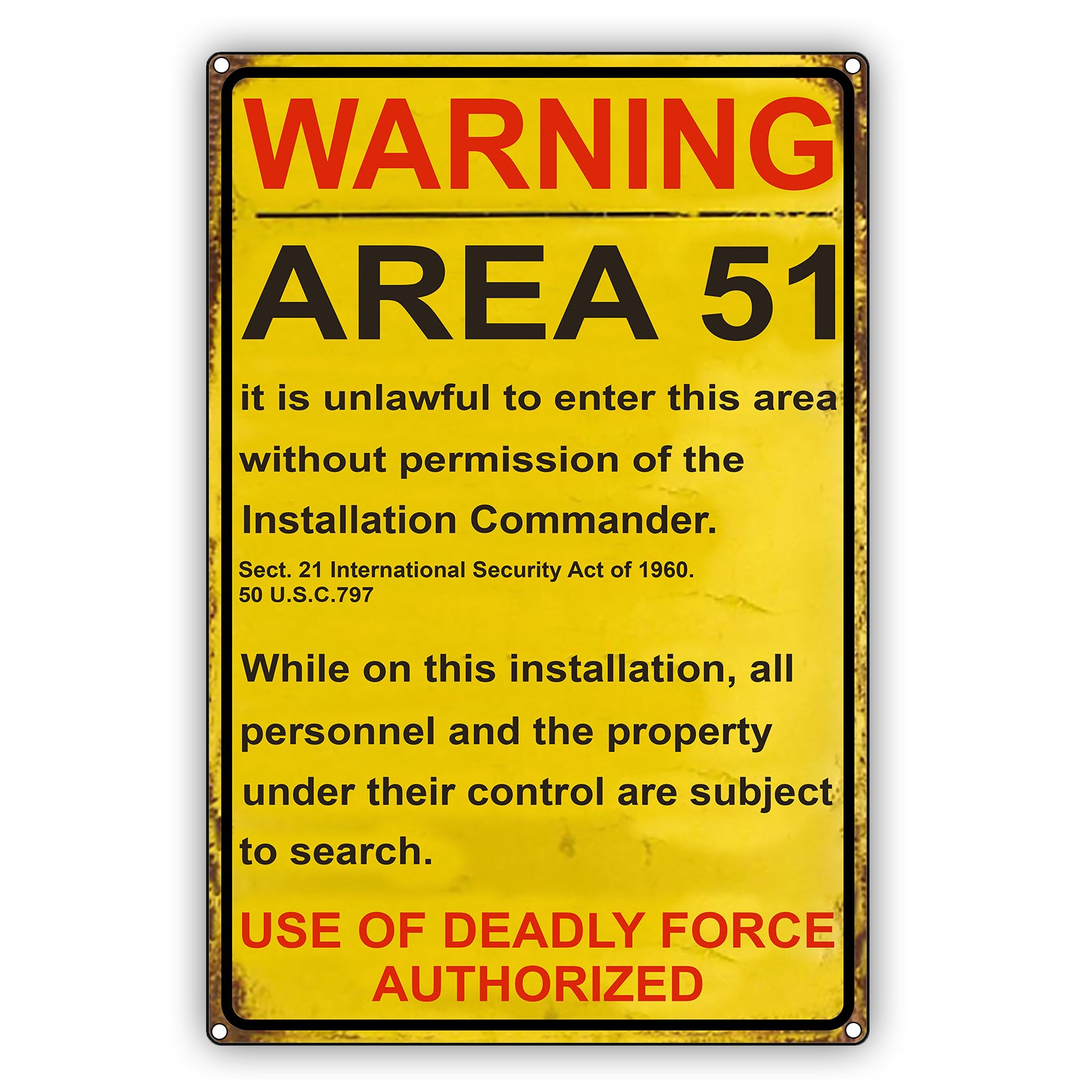 Warning Area 51 Vintage Decor Sign – Sign Fever