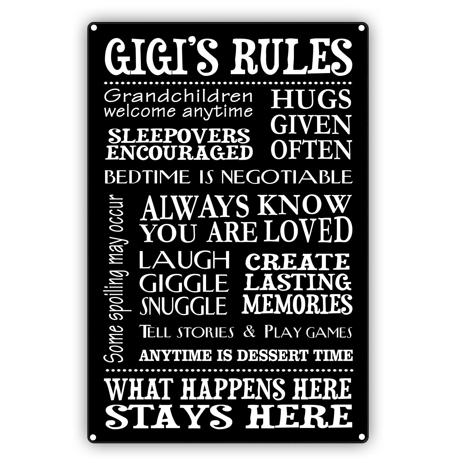 Gigi's Rules What Happens Here Stay Here Vintage Décor Sign – Sign Fever
