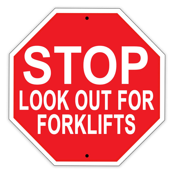 Stop Look Out For Forklifts | Warehouse Safety Signs - Sign Fever