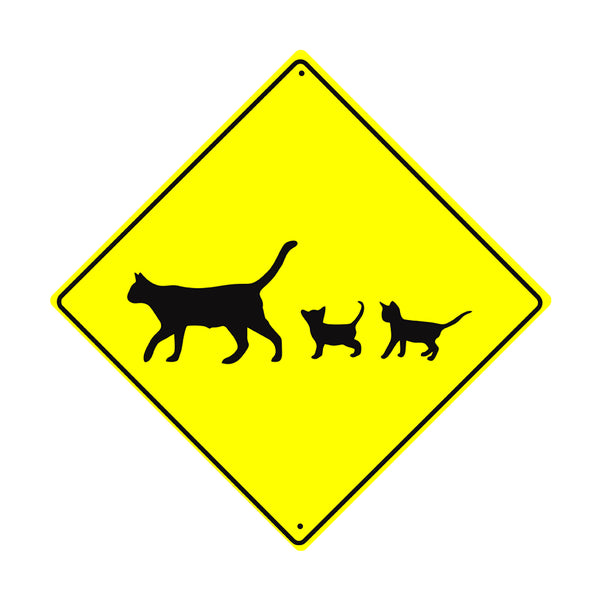 Cat With Kittens Crossing | Diamond Sign - Sign Fever