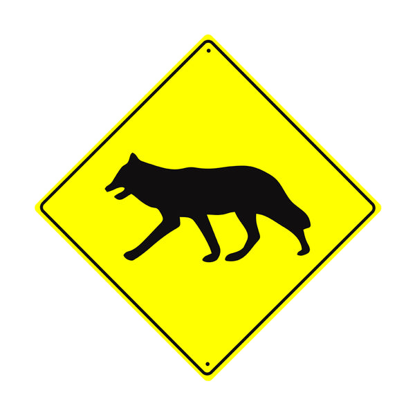 Caution Wolf Crossing | Yellow Diamond Sign - Sign Fever