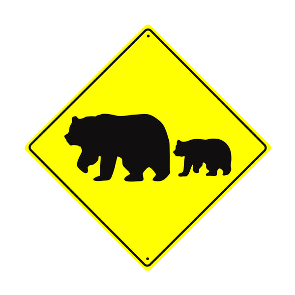 Bear And Cub Crossing | Graphic Diamond Sign - Sign Fever