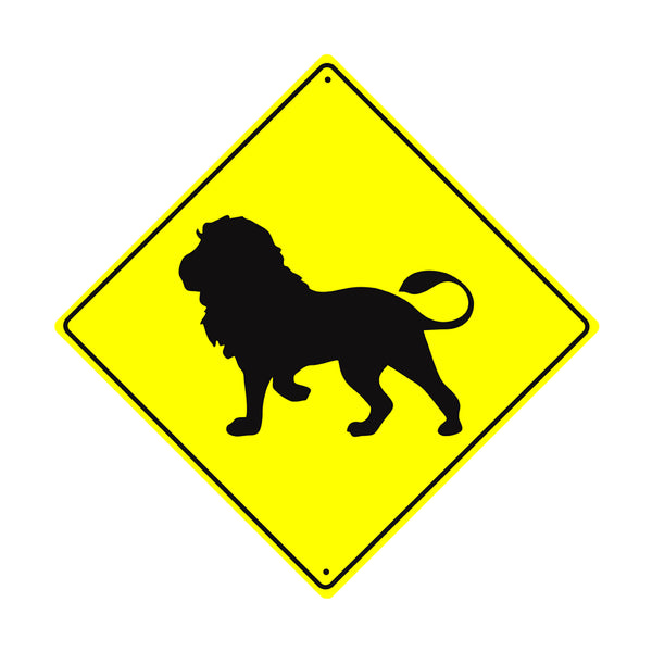 Lion Crossing Animal Diamond Sign - Sign Fever