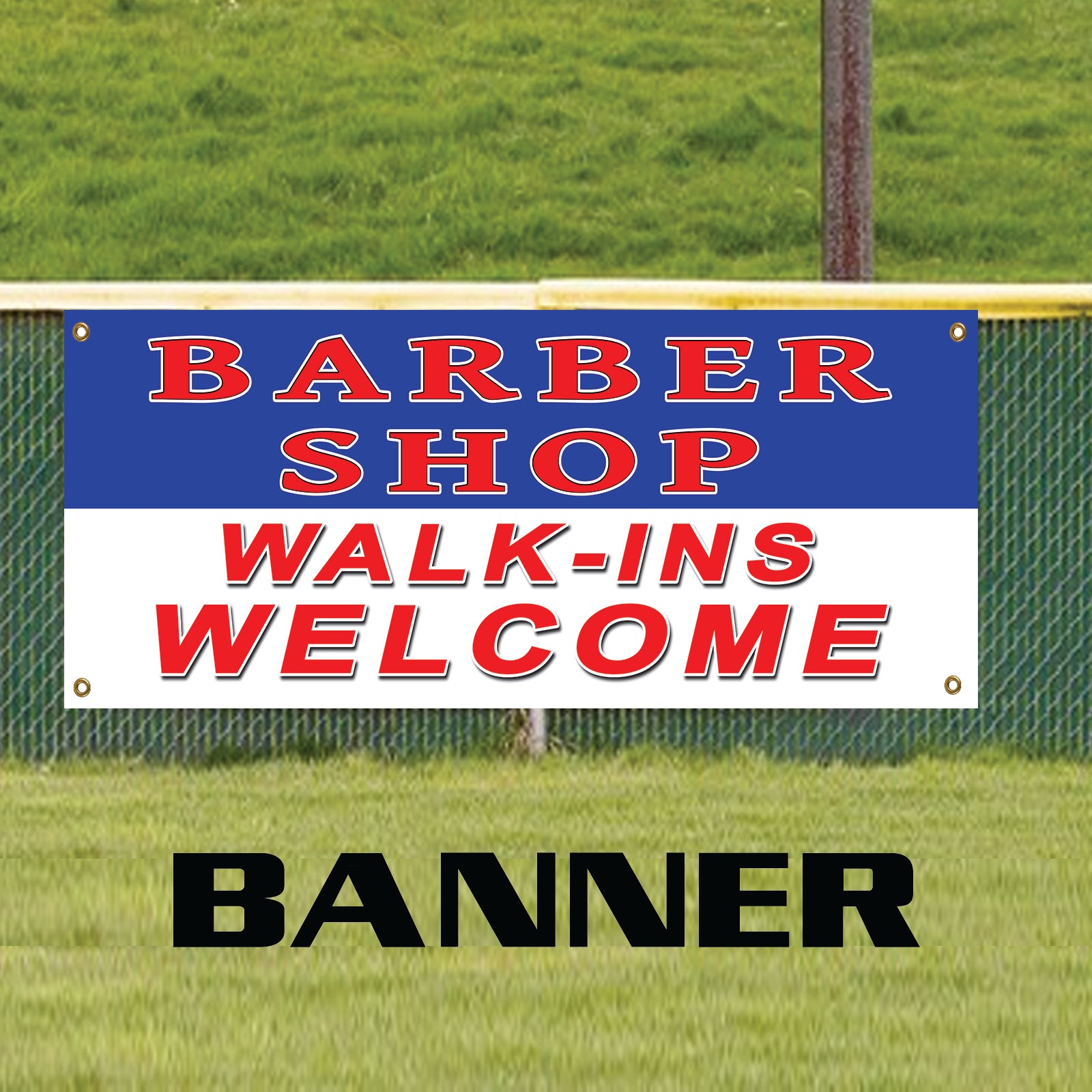 Barber Shop Walk-Ins Welcome Vinyl | Banner Sign - Sign Fever